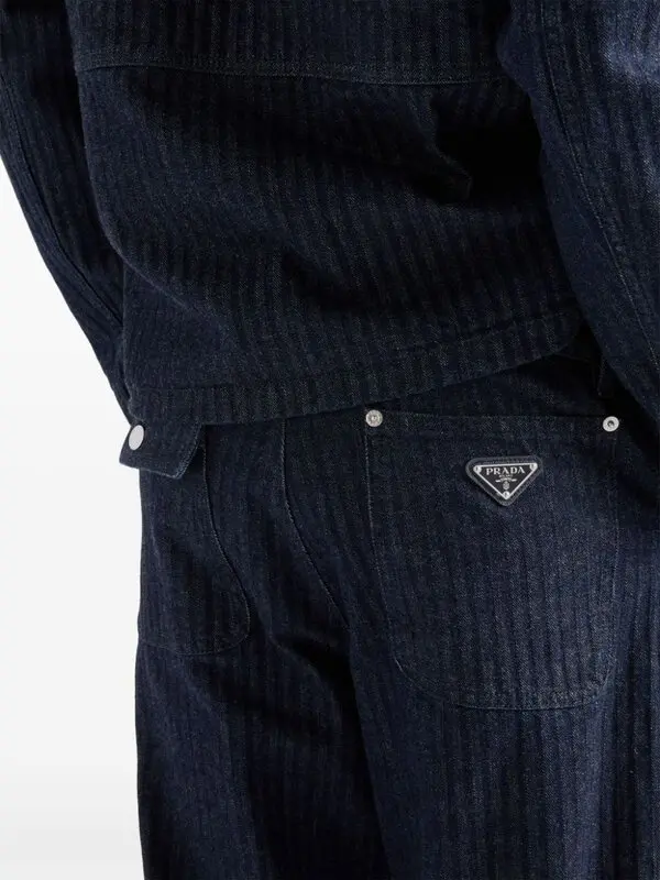 Prada Enamel-triangle Logo Trousers