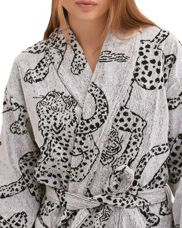 Desmond & Dempsey Printed Towel Robe - Jaguar Cream