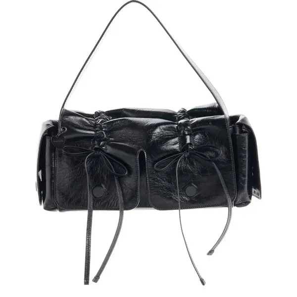 Acne Studios Micro Multipocket Crinkled Leather Baguette - Black