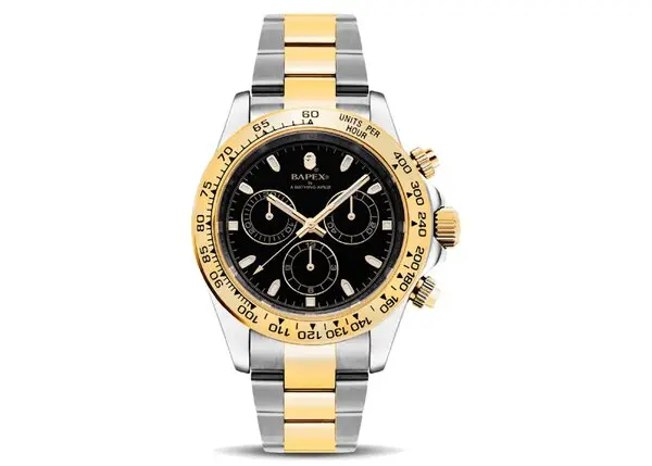 A BATHING APE Type 4 Bapex Watch - Silver/gold