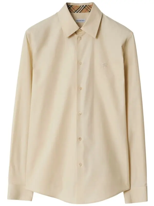 Burberry Ekd-embroidered Cotton Shirt - Neutrals