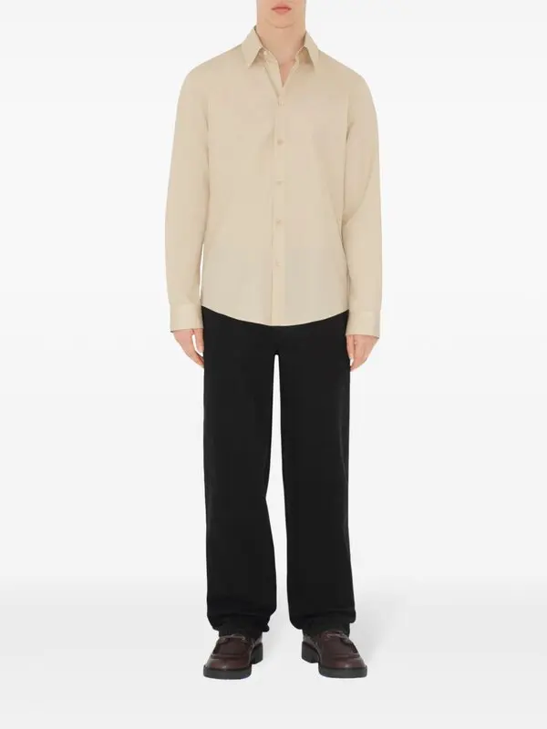 Burberry Ekd-embroidered Cotton Shirt - Neutrals
