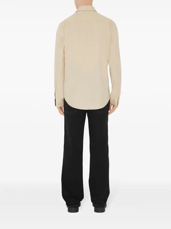 Burberry Ekd-embroidered Cotton Shirt - Neutrals