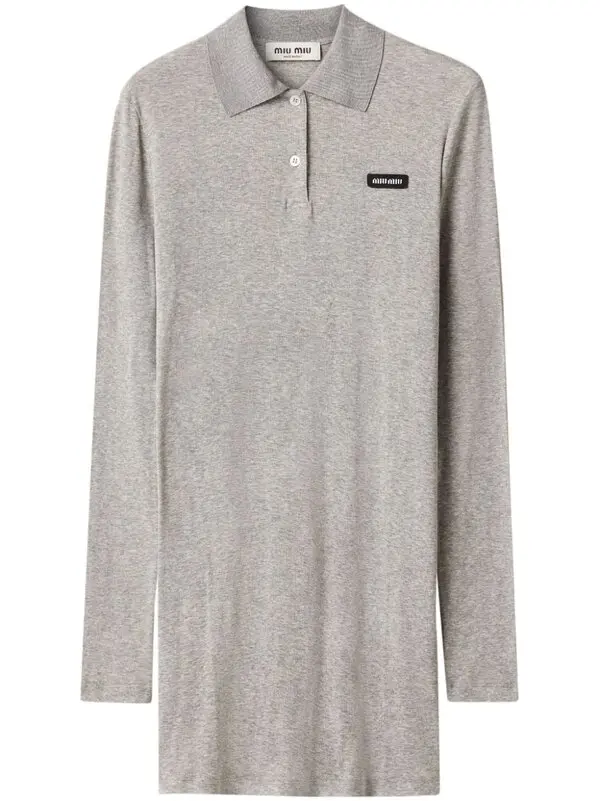 Ribbed Jersey Mini Dress - Grey