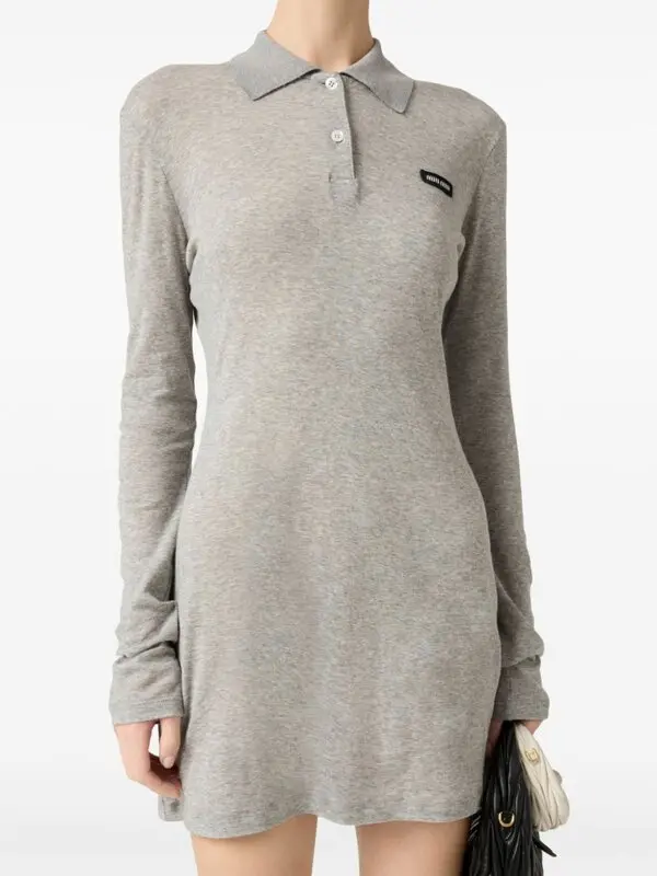 Miu Miu Ribbed Jersey Mini Dress - Grey | Editorialist