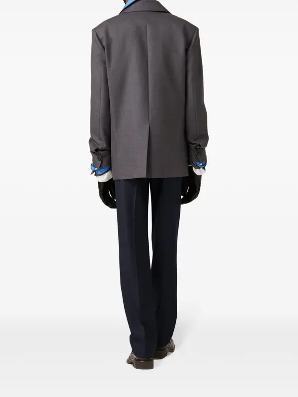 Miu Miu Single-breasted Gabardine Blazer - Grey