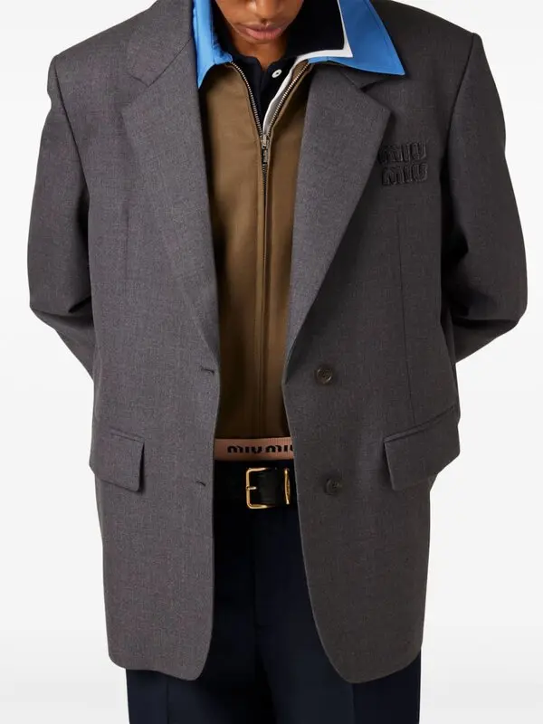 Miu Miu Single-breasted Gabardine Blazer - Grey