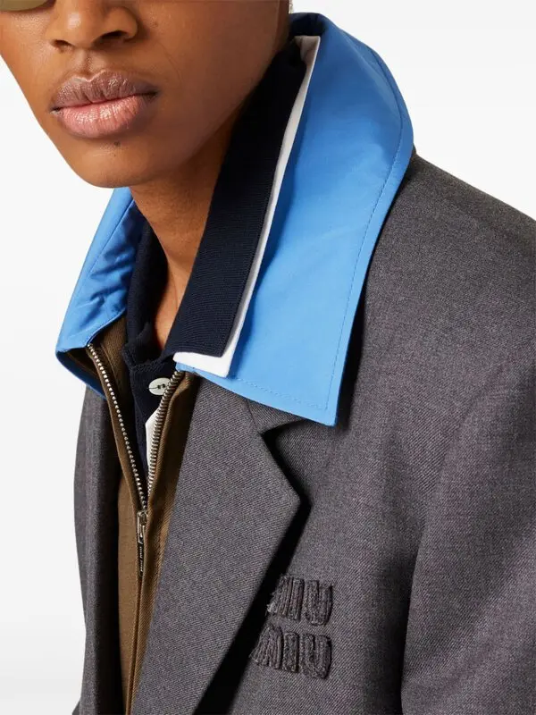 Miu Miu Single-breasted Gabardine Blazer - Grey