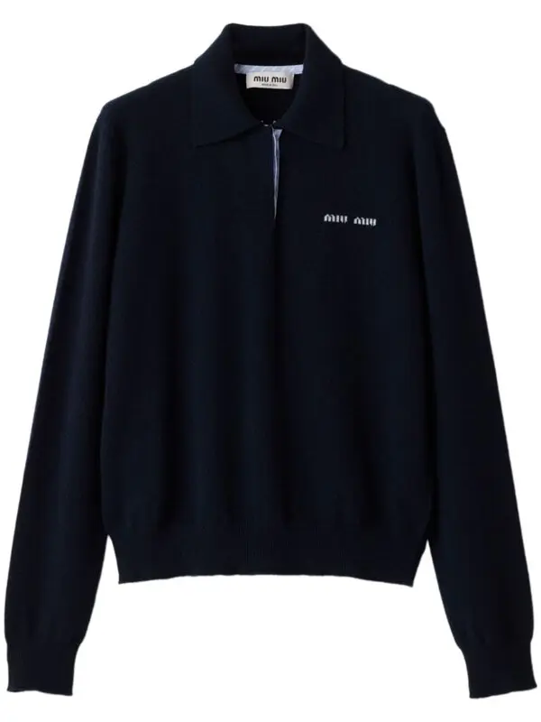 Miu Miu Cashmere Polo Shirt - Blue