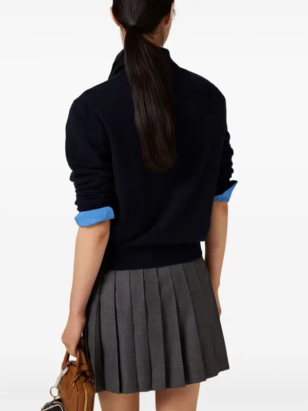 Miu Miu Long-Sleeved Knitted Polo Shirt - Blue | Editorialist