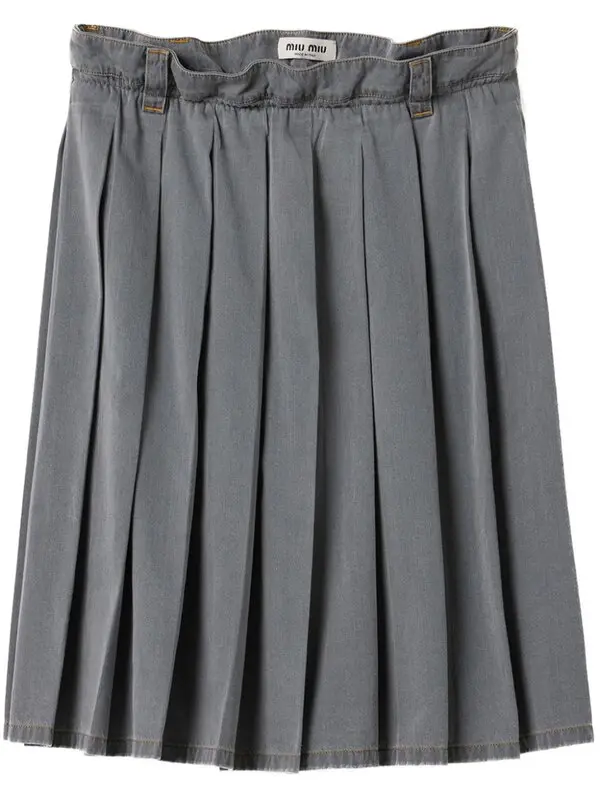 Miu Miu Pleated Midi Skirt - Grey