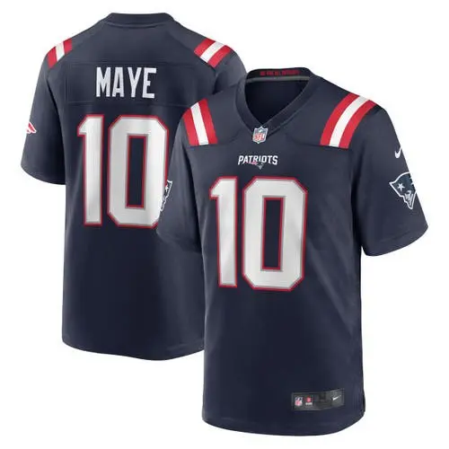 Nike Drake Maye New England Patriots Game Jersey - Navy