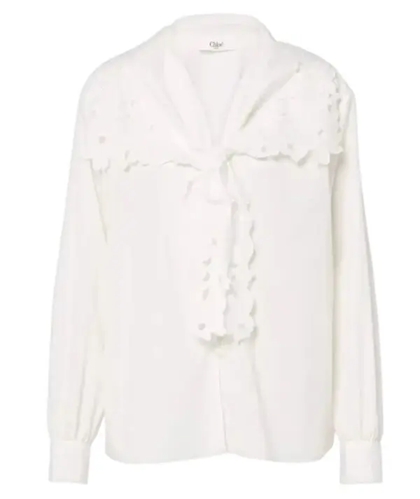 Chloé Broderie Anglaise Cotton Poplin Blouse - White