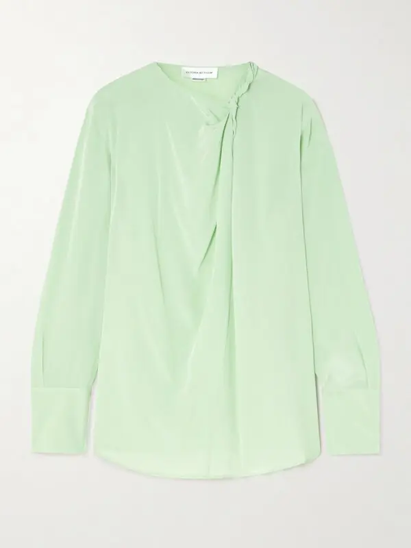 Victoria Beckham Twisted Wrap-effect Silk-crepe Blouse