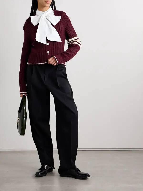 Thom Browne Cropped Striped Cotton Oxford Shirt - Gray