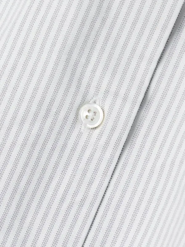Thom Browne Cropped Striped Cotton Oxford Shirt - Gray