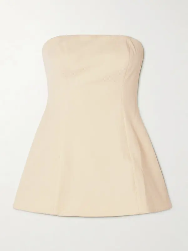 Staud Silvia Strapless Peplum Top - Neutrals