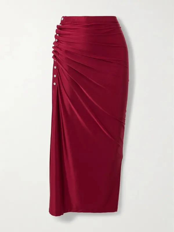 Rabanne Gathered Midi Skirt - Red