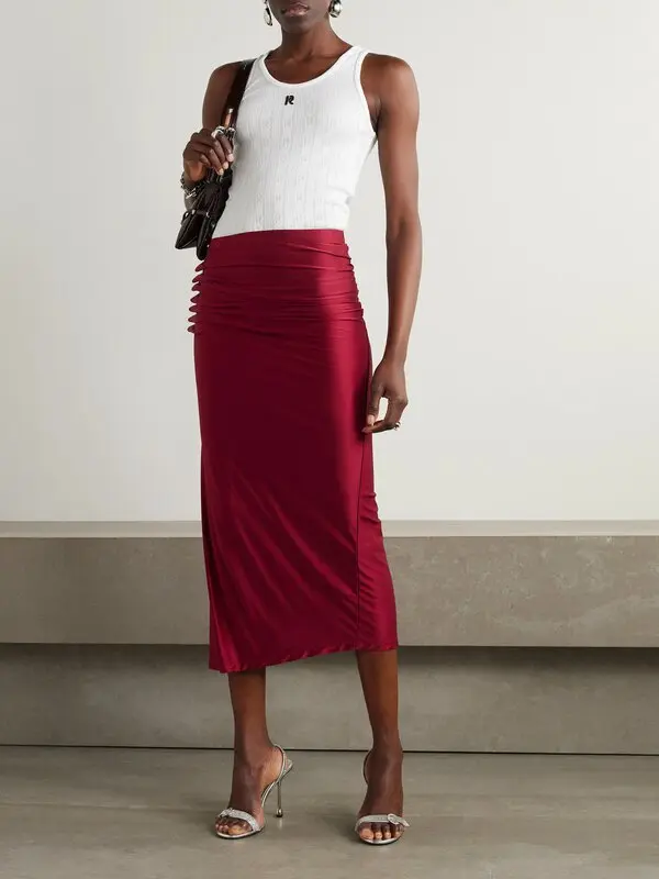 Rabanne Gathered Midi Skirt - Red