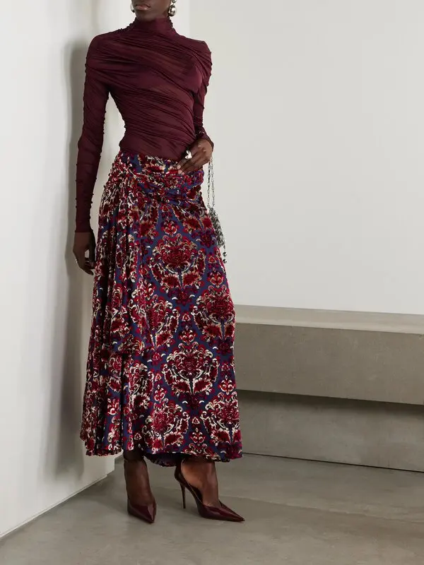Rabanne Devoré-velvet Maxi Skirt