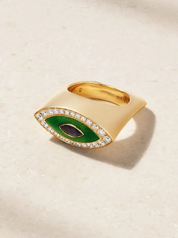 MARIE LICHTENBERG Evil Eye Ring - Green