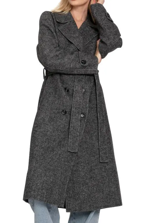 BELLE & BLOOM Front Runner Belted Coat - Charcoal