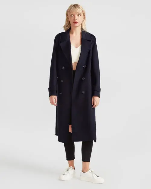 BELLE & BLOOM Front Runner Belted Coat - Navy