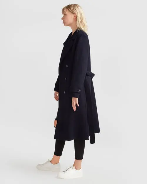 BELLE & BLOOM Front Runner Belted Coat - Navy