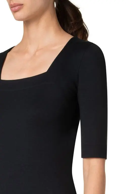 Akris Square Neck Stretch Cotton Top - Navy