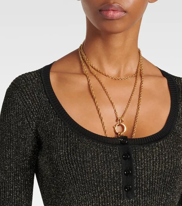 Chloé Ribbed-knit Lurex® Henley Shirt