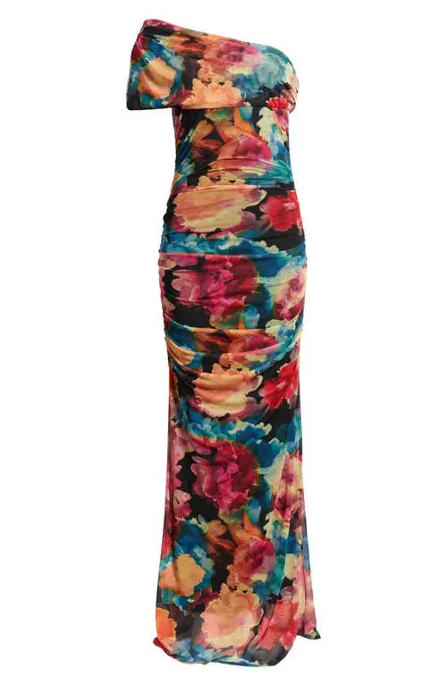 black halo rosario dress Buy Ruched One-shoulder Maxi - Rainbow Canvas At 70% Off the Rosario maxi dress