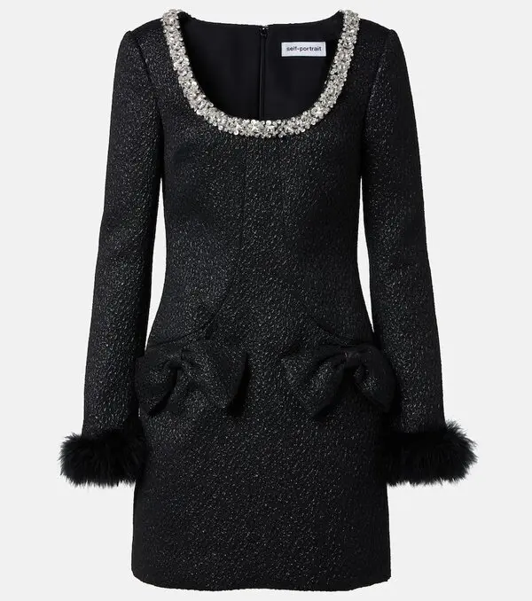 SELF-PORTRAIT Sequined Metallic Minidress