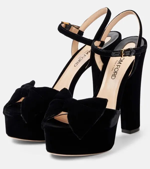 TOM FORD Brigitte 130 Velvet Platform Sandals