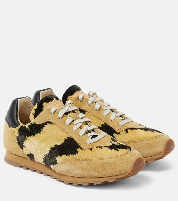 Le Monde Beryl Slim Runner Velvet And Suede Sneakers