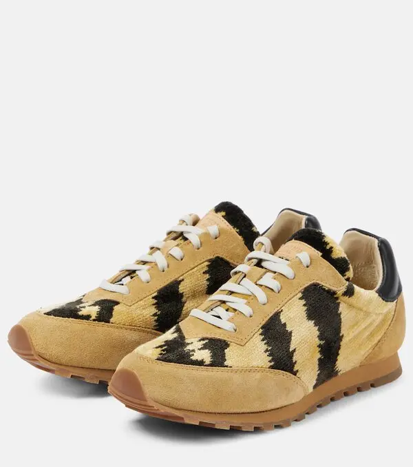 Le Monde Beryl Slim Runner Velvet And Suede Sneakers