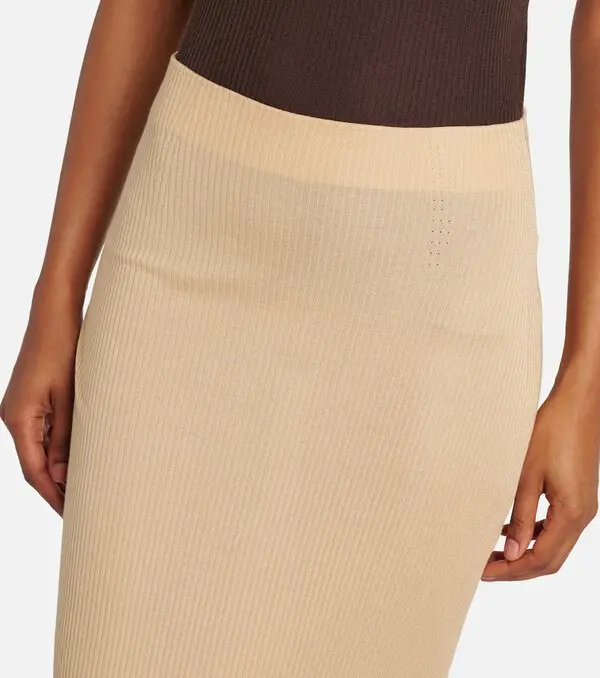 THE ROW Indira Lace-trimmed Silk-blend Midi Skirt - Beige