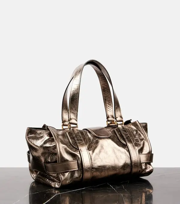Chloé Kerala 25 Large Metallic Leather Tote - Silver