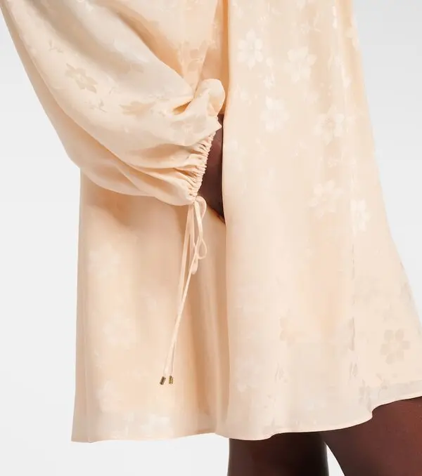 Chloé Gathered Floral Silk Jacquard Minidress