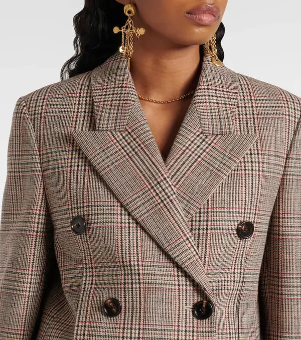 Chloé Prince Of Wales Check Wool-blend Blazer