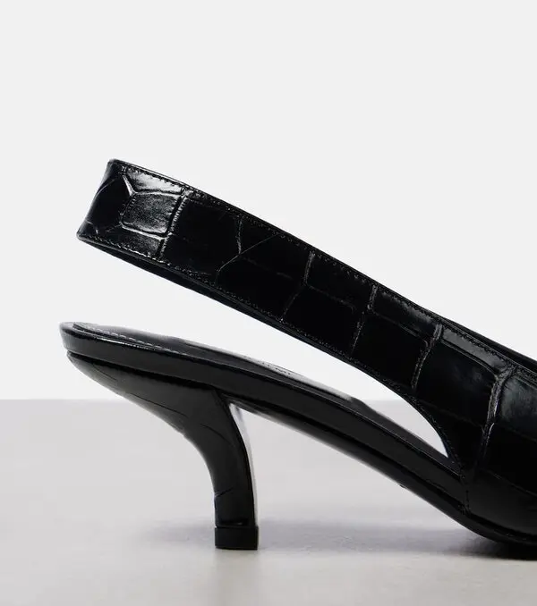 TOTEME Croc-effect Leather Slingback Pumps - Black