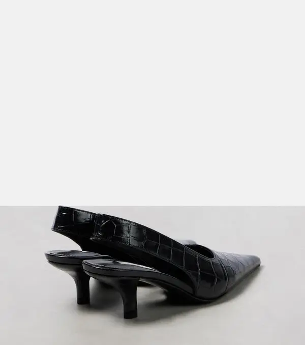 TOTEME Croc-effect Leather Slingback Pumps - Black