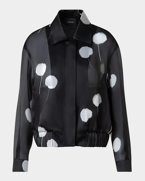 Akris Wanda Windflower-print Blouson Jacket - Black-cream