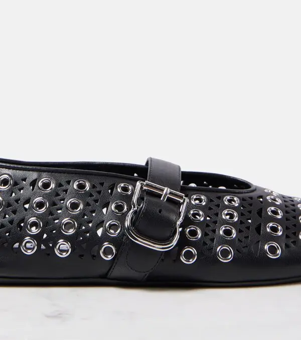 Alaïa Vienne Embellished Leather Ballet Flats