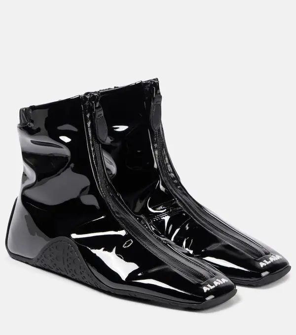 Alaïa Faux Patent Leather Ankle Boots