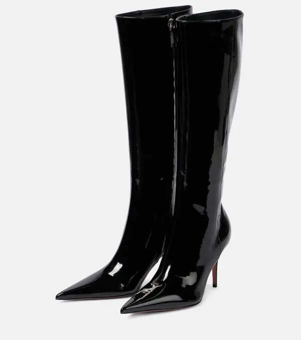 Amina Muaddi Barbara 90 Patent Leather Knee-high Boots