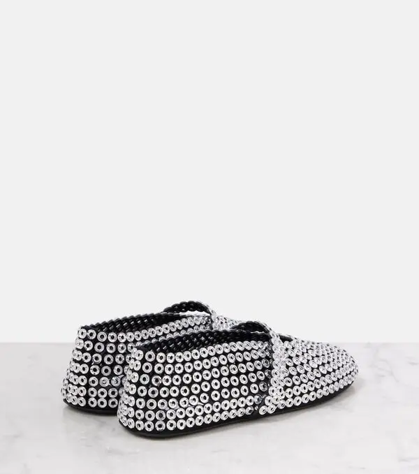 Alaïa Embellished Suede Mary Jane Flats