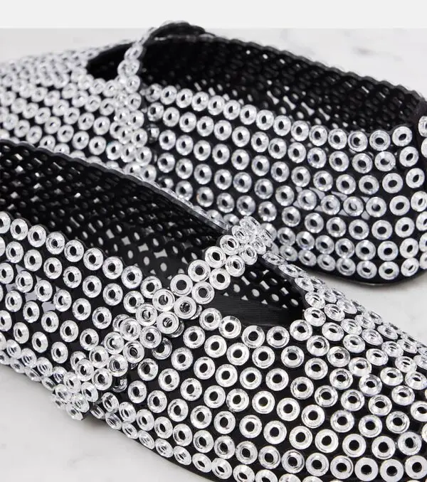 Alaïa Embellished Suede Mary Jane Flats