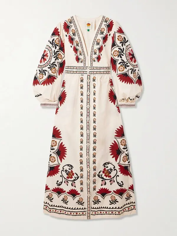 Farm Rio Cashew Mandala Floral-print Maxi Dress - Neutrals