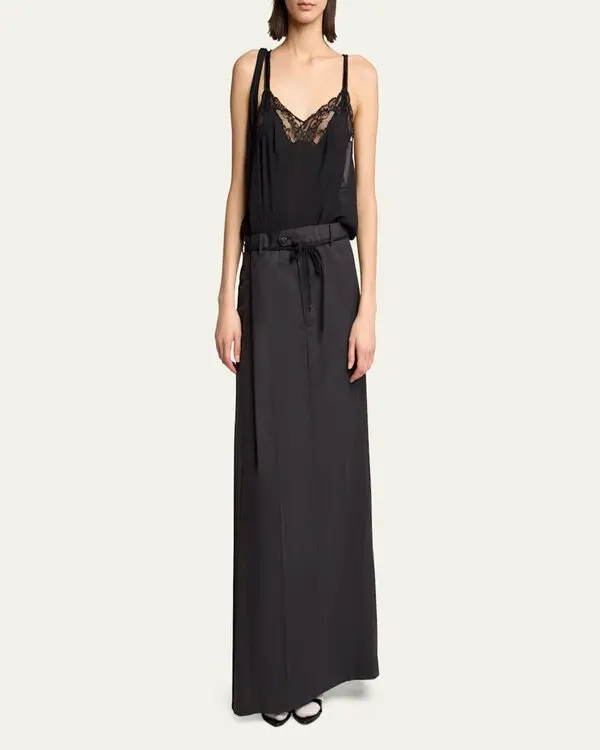 Balenciaga Long Hybrid Belted Slip Dress