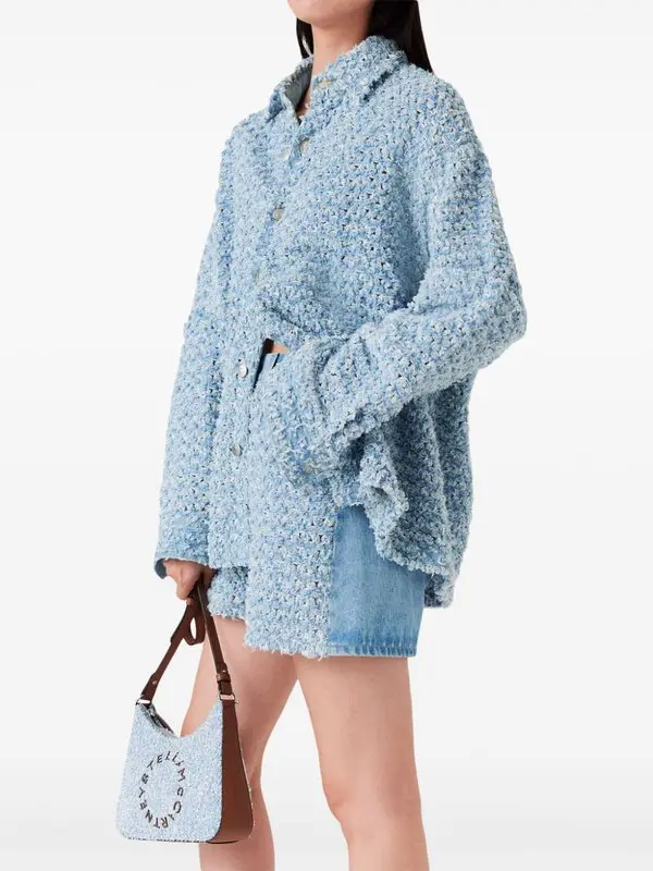 Stella McCartney Textured Denim Shorts - Blue